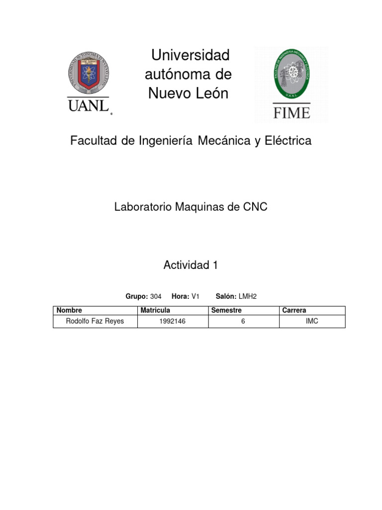 Practica 1 Lab CNC | PDF | Control numerico | Sector secundario de la economía