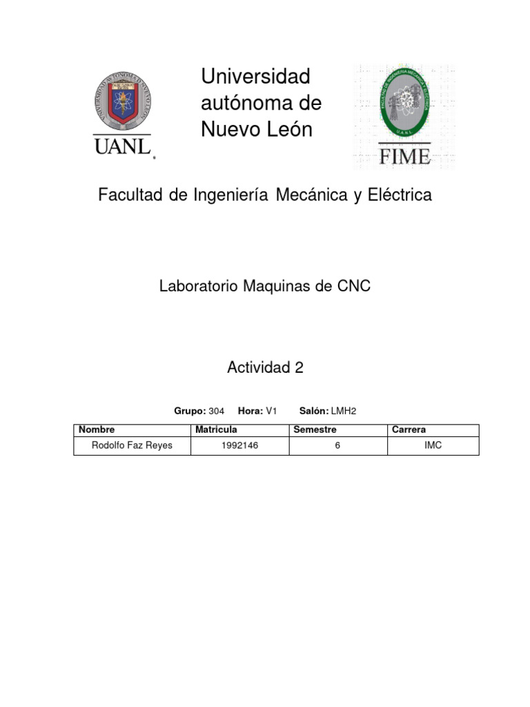 Practica 2 Lab CNC | PDF | Control numerico | Informática