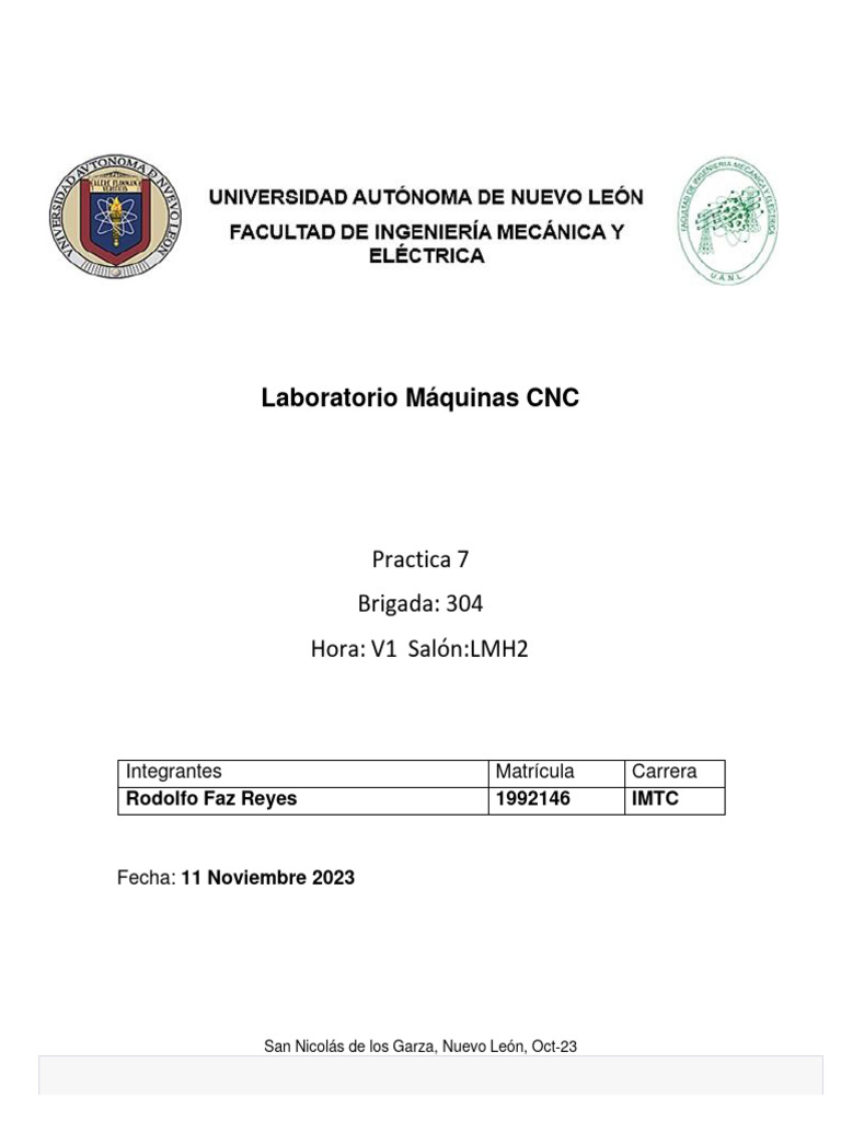 Practica 7 CNC | PDF | Calibración | Control numerico