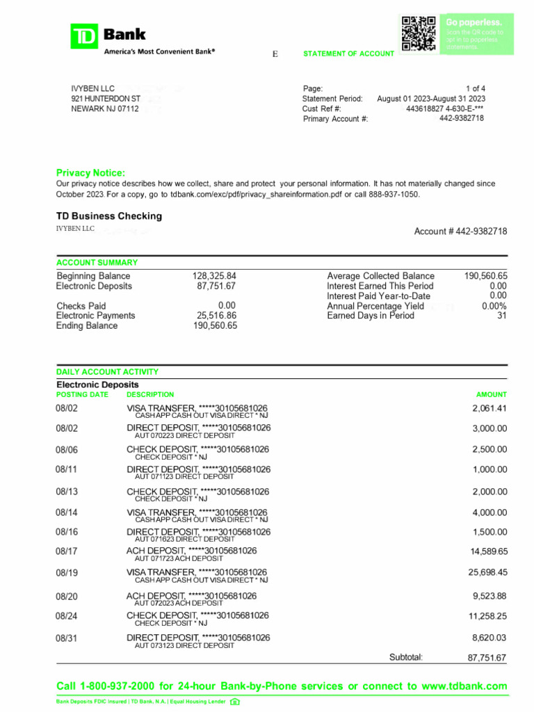 TD-08-23 | PDF | Deposit Account | Debit Card