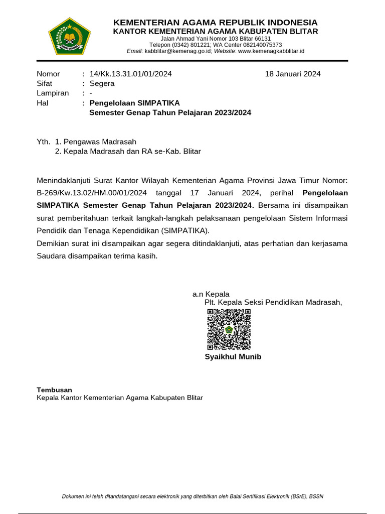 Pengelolaan SIMPATIKA Semester Genap TaPel 2023 2024 | PDF