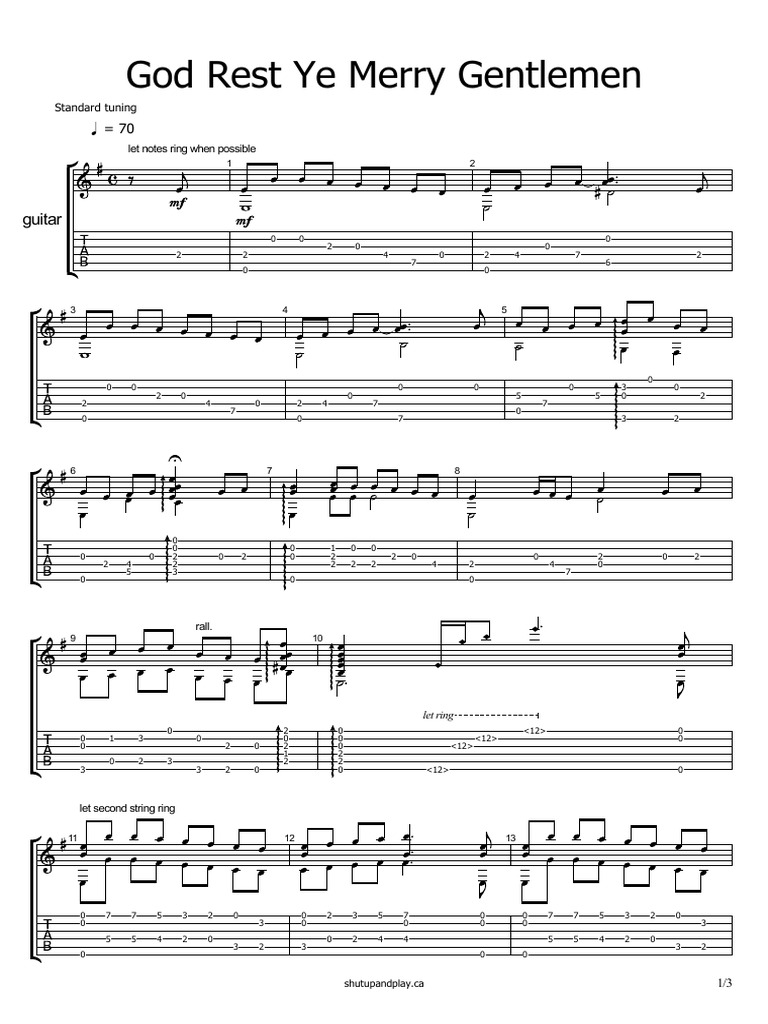 God Rest Ye Merry Gentlemen | PDF | Music Production | Guitar Family ...