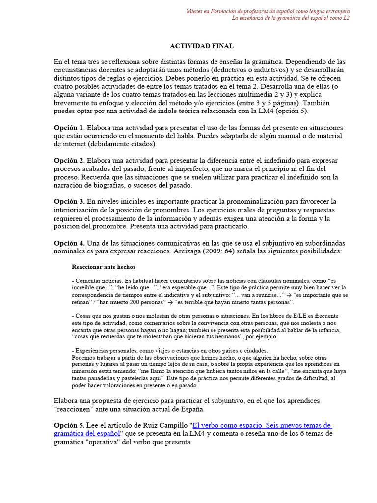 Actividades para Enseñar Gramática Española | PDF | Lengua española | Lingüística