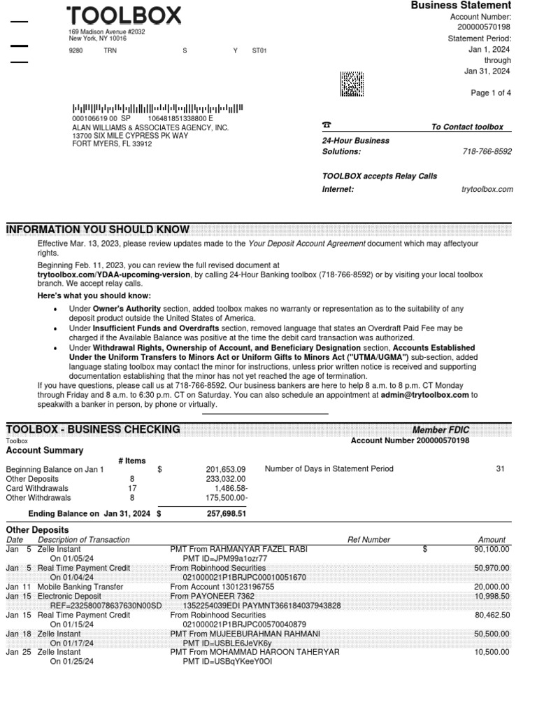 2024 01 31 Statement | PDF | Debit Card | Overdraft