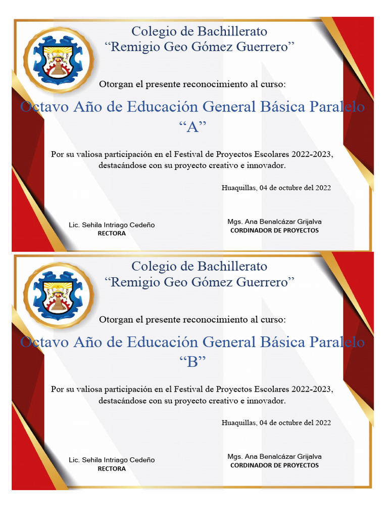 Certificado Feria de Proyectos Participación | PDF | Ciencias sociales ...
