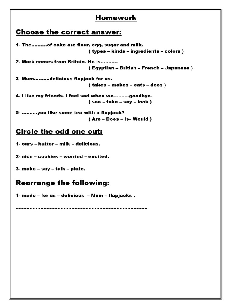 English Homework: Grammar and Vocabulary | PDF | Cooking, Food & Wine
