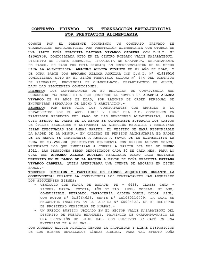 Vivanco Cabrera Felicita Datiana - Allcca Aguilar Armando (Alimentos) | PDF