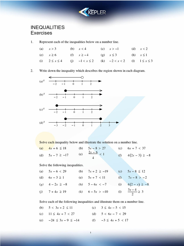 Inequalities Exercises | PDF | Mathematical Concepts | Mathematics