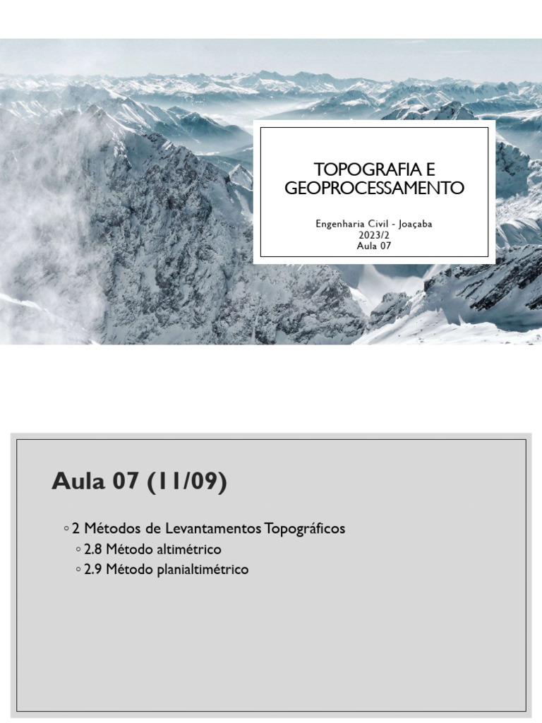 Aula 07 - Altimetria e Planialtimetria | PDF | Linha (Geometria) | Curva