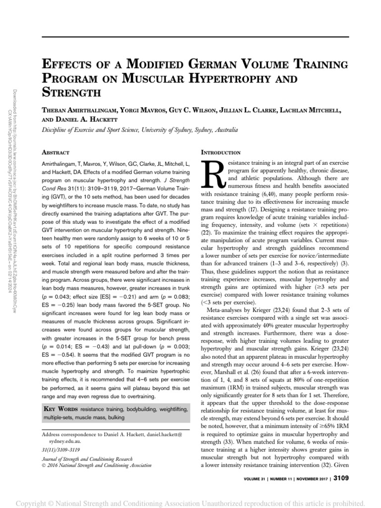 Effects of A Modified German Volume Training.21 | PDF | Strength ...