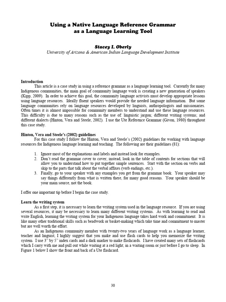 Aildi 30 Year Book 08 Native Language Reference Grammar As Learning Tool | PDF | Grammatical ...