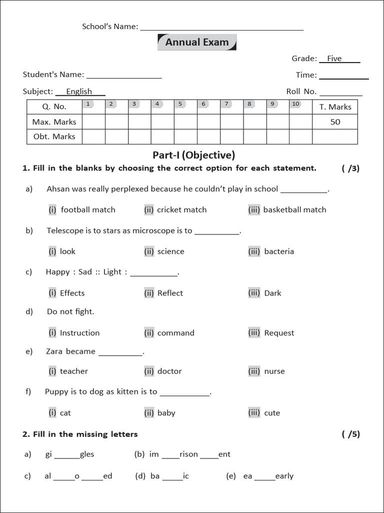 English Paper Class 5 | PDF | Language Families | Linguistic Typology