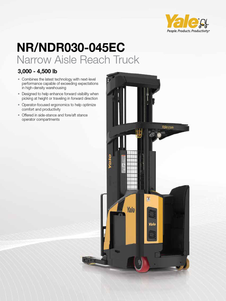 Yale NR/NDR Reach Truck Specifications | PDF | Forklift | Elevator