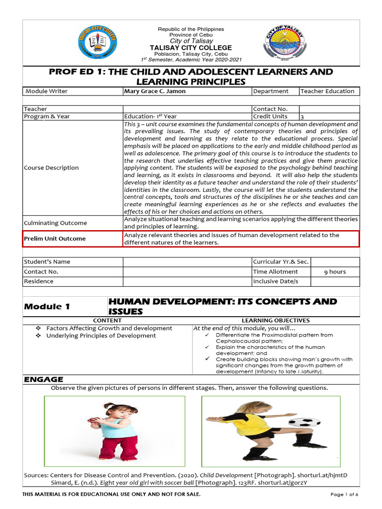 MACAN Module 1 in Prof Ed 1 | PDF | Child Development | Developmental Psychology