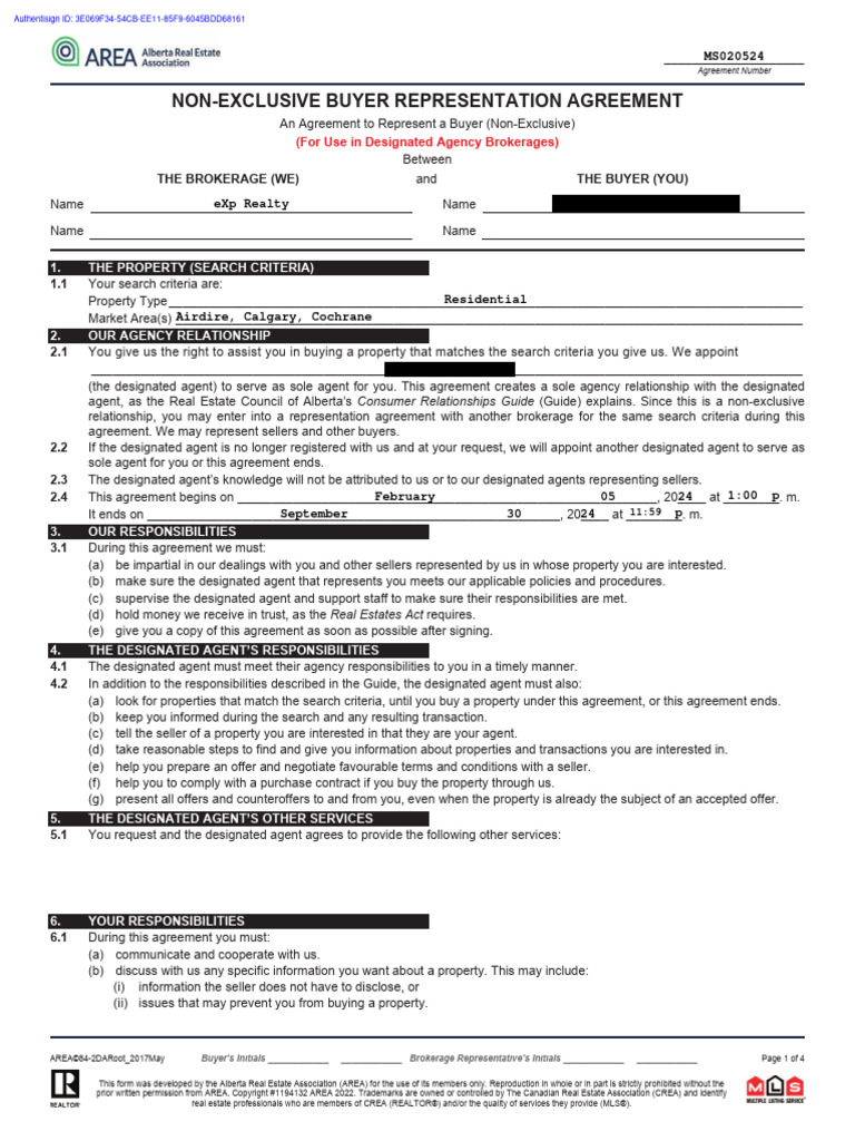 Nonexclusive Buyer Representation Agreement Designated Agency | PDF | Justice | Crime & Violence