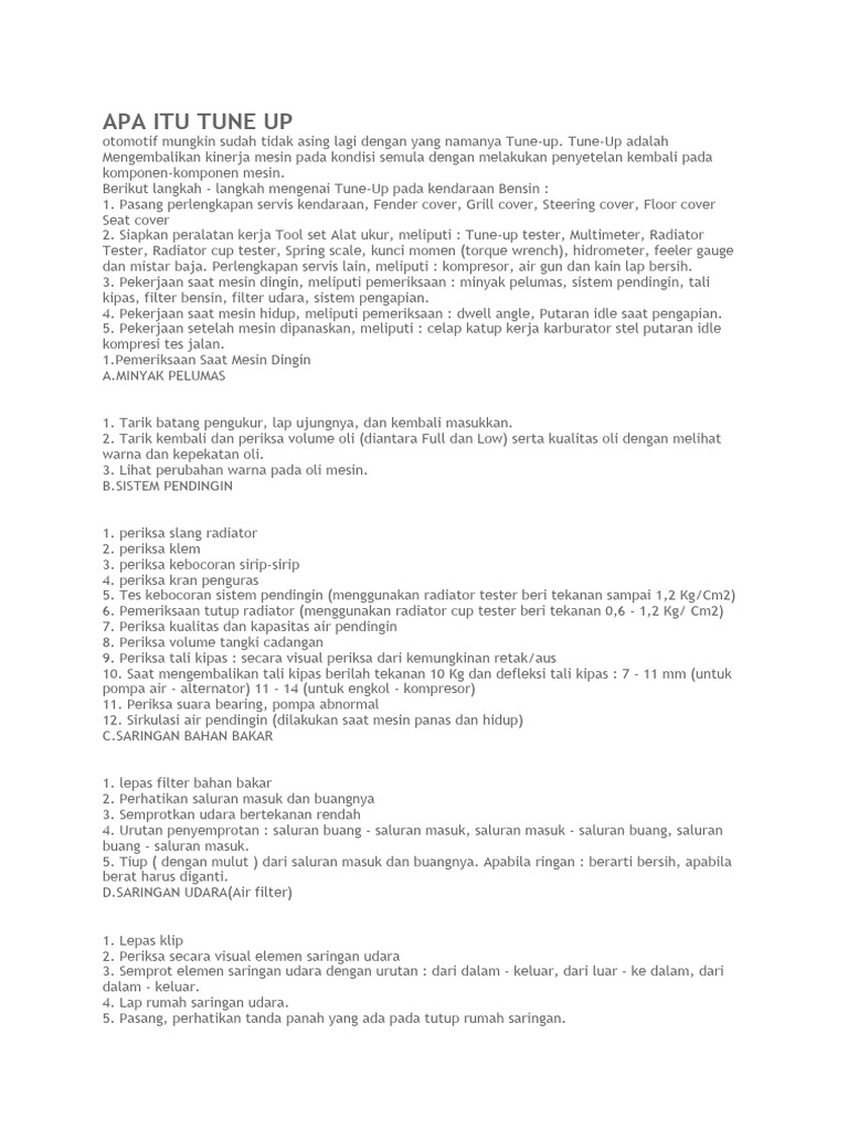 Apa Itu Tune Up | PDF