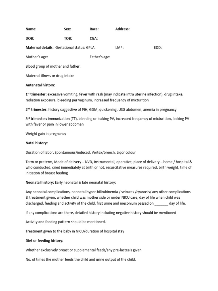 Newborn Case Sheet | PDF | Pregnancy | Childbirth