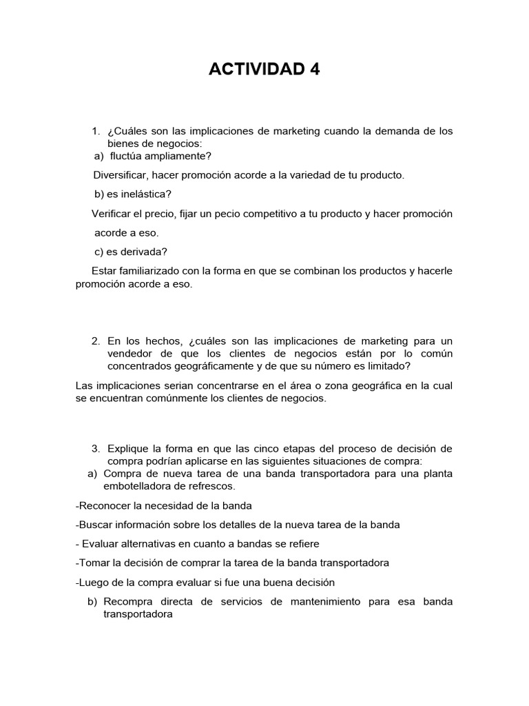 Actividad 1 Unidad 4 | PDF | Marketing | Elasticidad (economía)