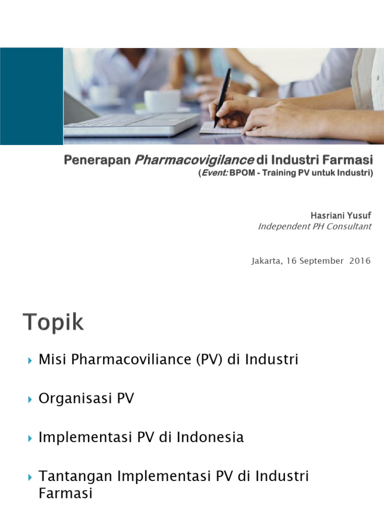 BPOM - Penerapan Farmakovigilans Di Industri Farmasi - Materi Ibu Hasriani | PDF
