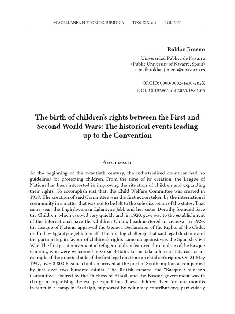 The Birth of Children's Rights Between The First and Second World Wars ...