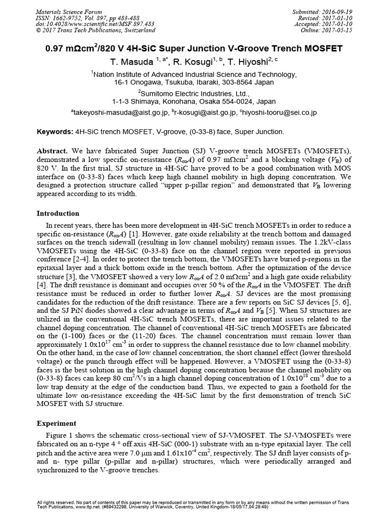 Sic Mos Trench SJ WWW - Scientific.net/msf.897.483 | PDF | Mosfet ...