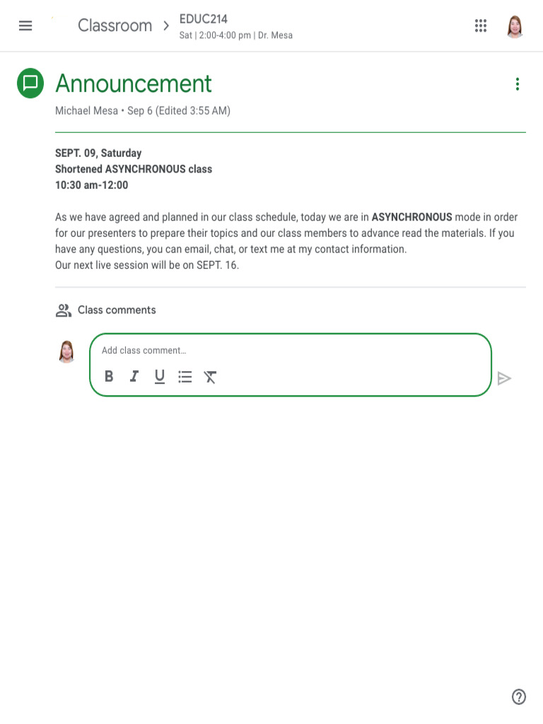 SEPT. 09, Saturday Shortened ASYNCHRONOUS Class | PDF | Career & Growth ...