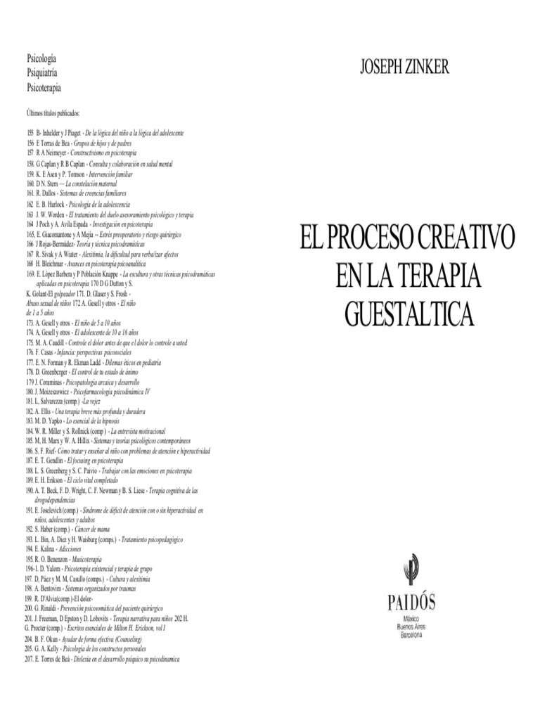 Zinker Joseph El Proceso Creativo en La Terapia Gestaltica | PDF