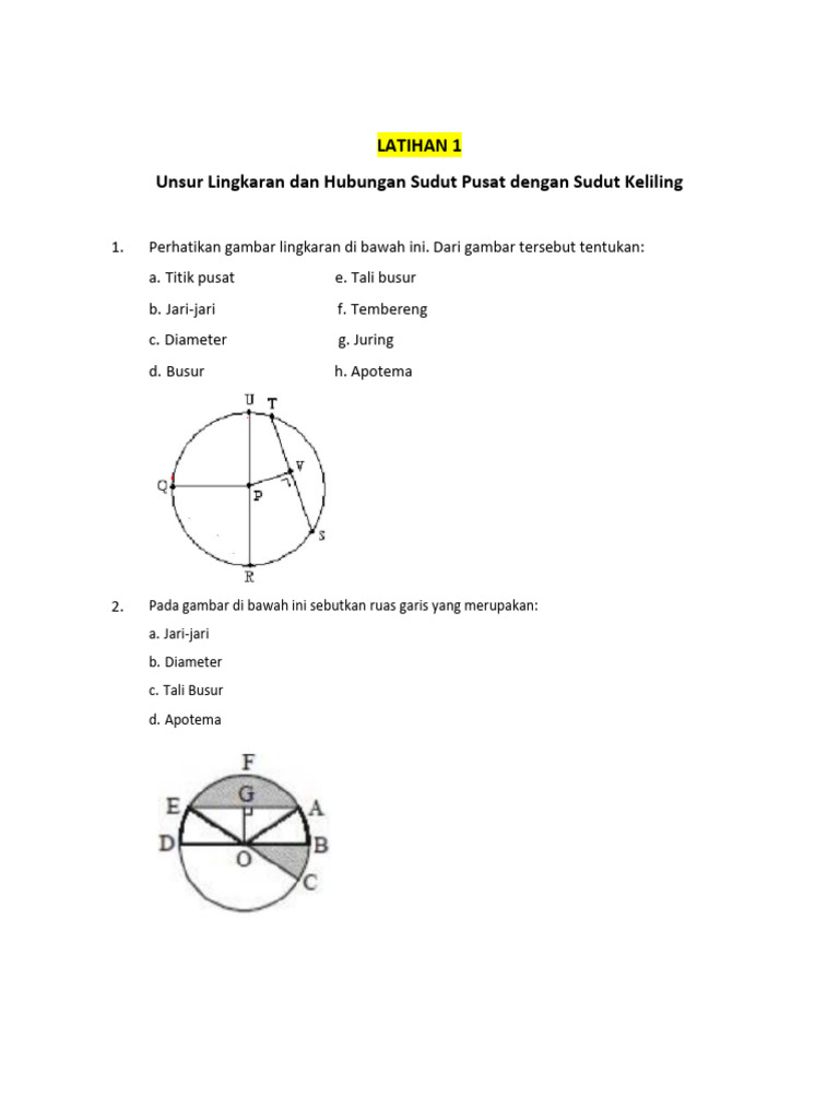 LATIHAN Lingkaran 1 | PDF | Olahraga & Rekreasi | Sains & Matematika
