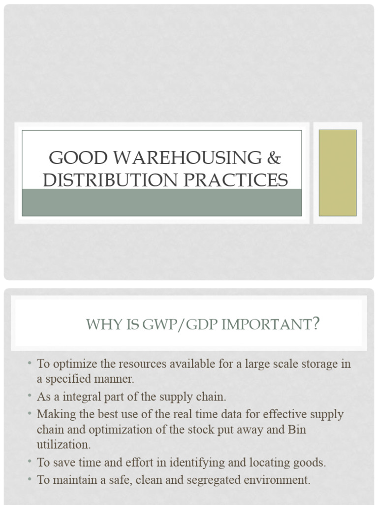 Good Warehousing Practices (GWP) | PDF | Warehouse | Goods
