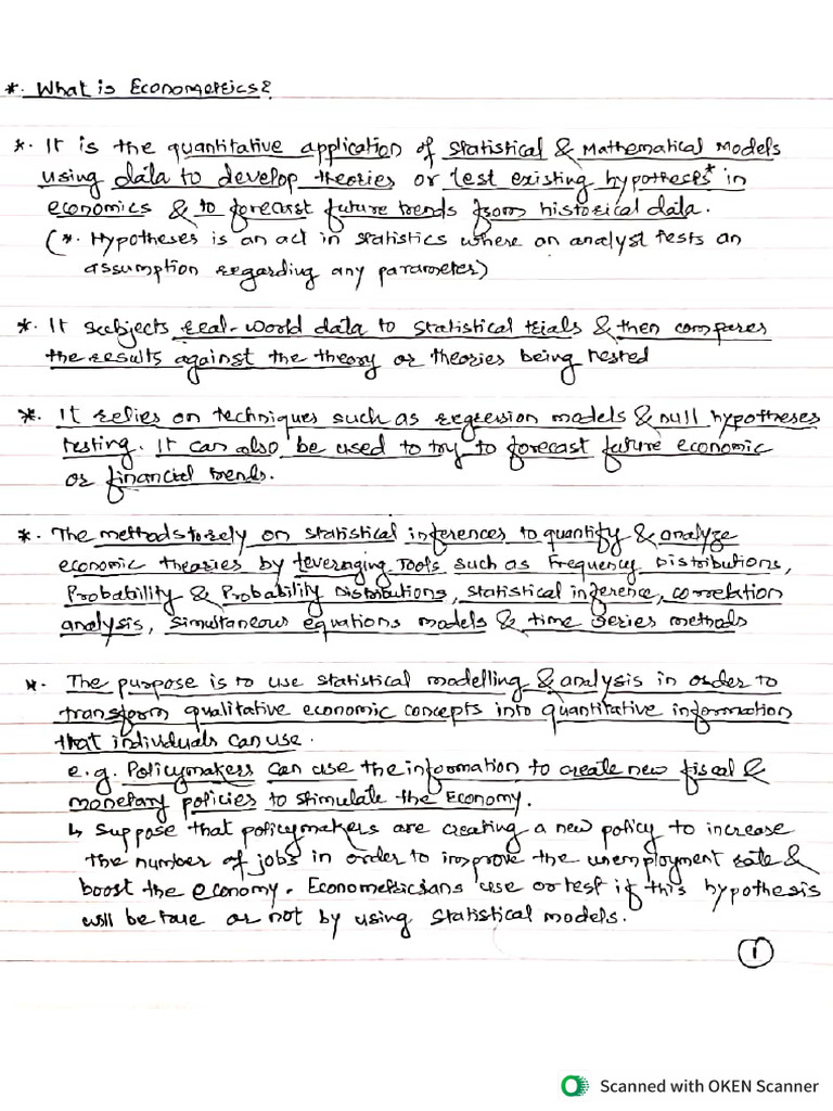 Econometric Notes Mid Term Pdf