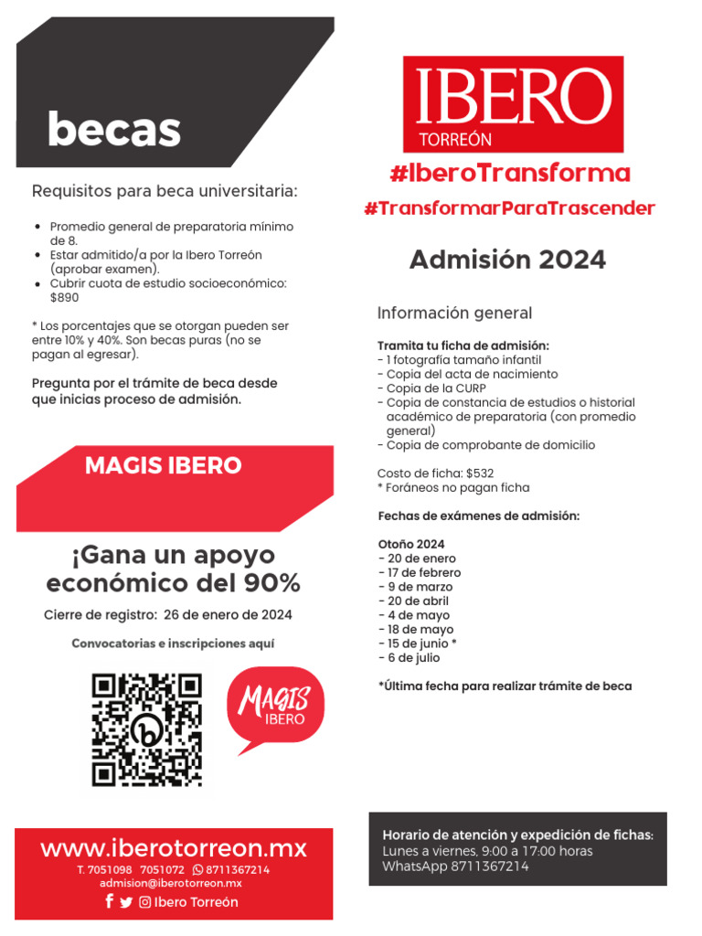Costos y Becas Ibero Torreón 2024 | PDF