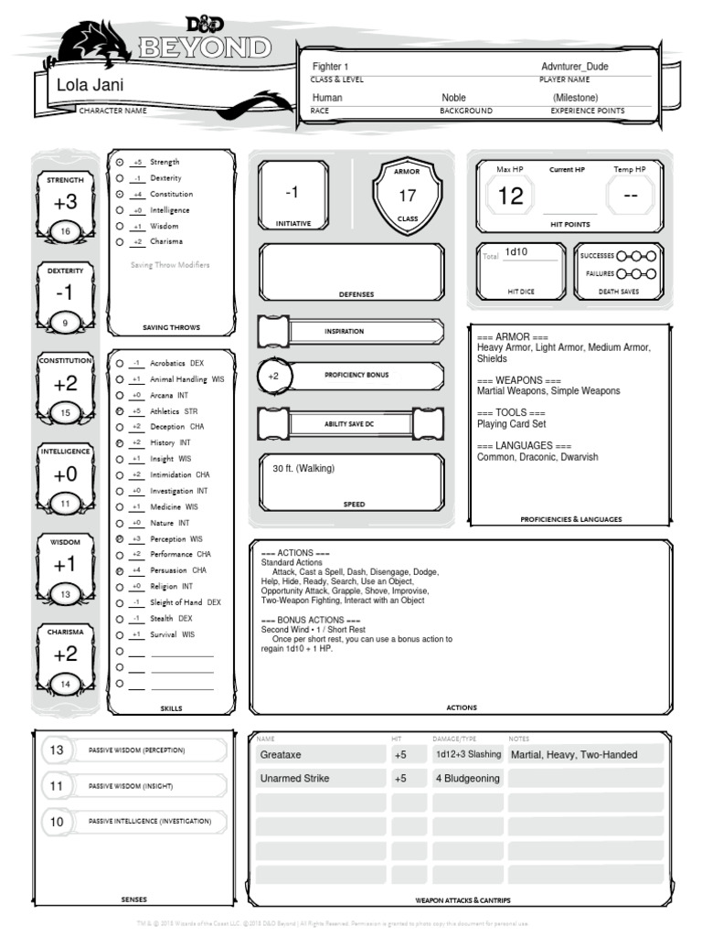 Gundren Rockseeker Character Sheet | PDF