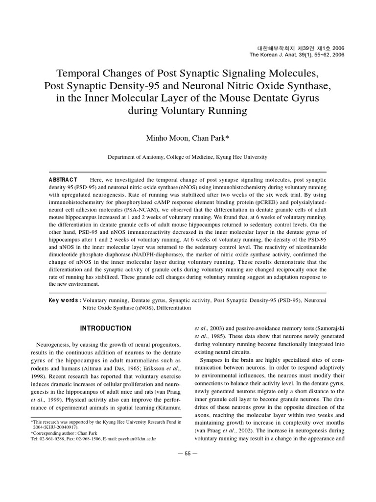 Temporal Changes of Post Synaptic Signaling Molecules, Post Synaptic ... Temporal Changes of Post Synaptic Signaling Molecules, Post Synaptic ...