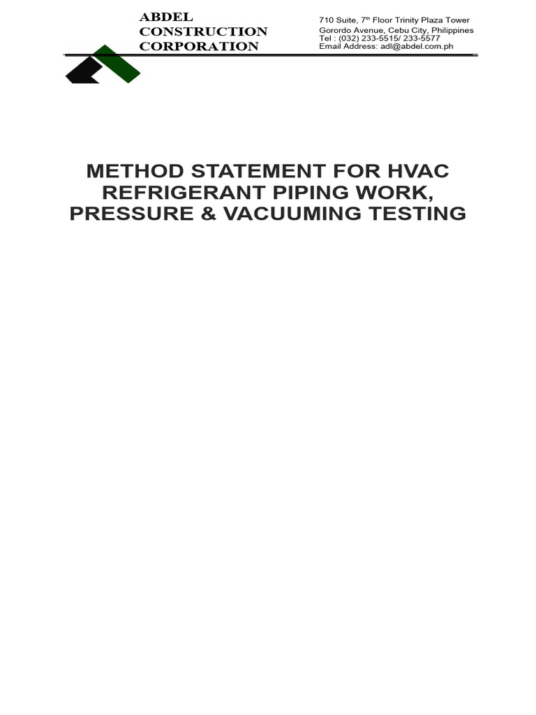 Method Statement For Hvac Refrigerant Piping Work | PDF | Pipe (Fluid ...