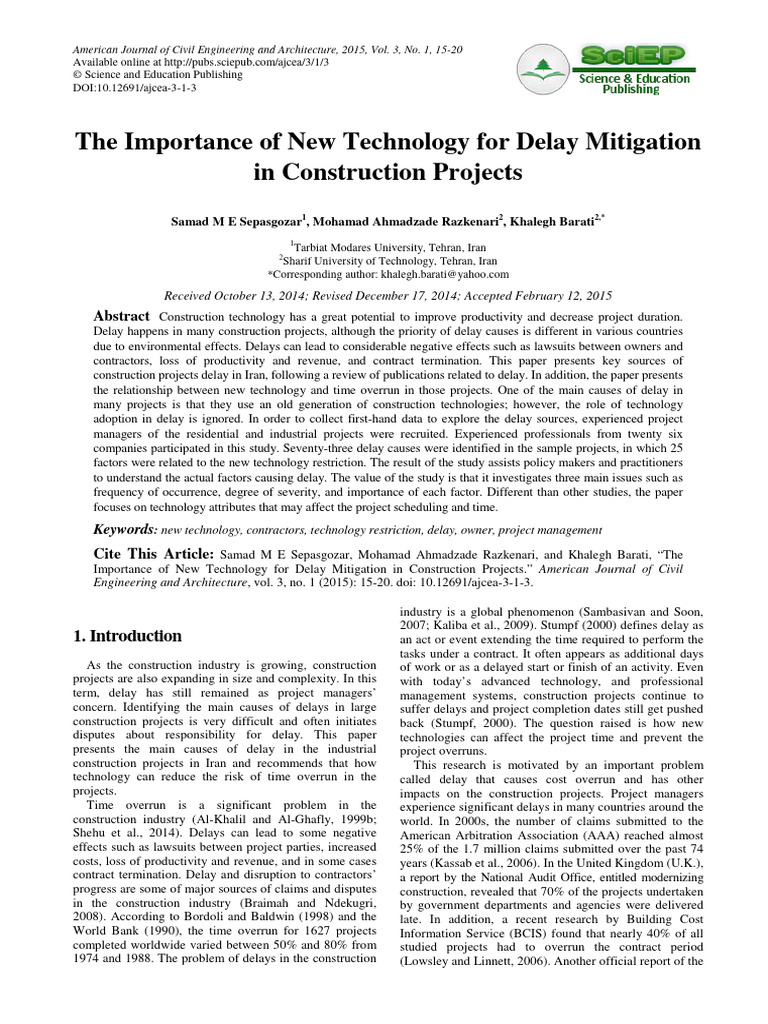 The Importance of New Technology For Delay Mitigation | PDF ...