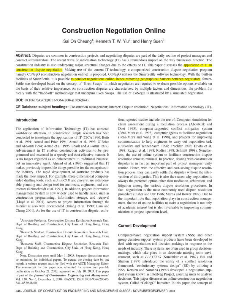 Construction Negotiation Online | Download Free PDF | Negotiation | Simulation