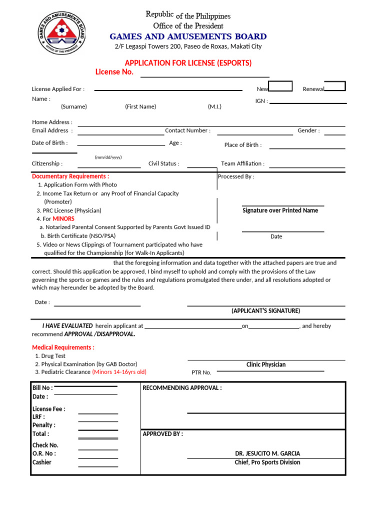 2023 Application Form Esports | PDF | Government