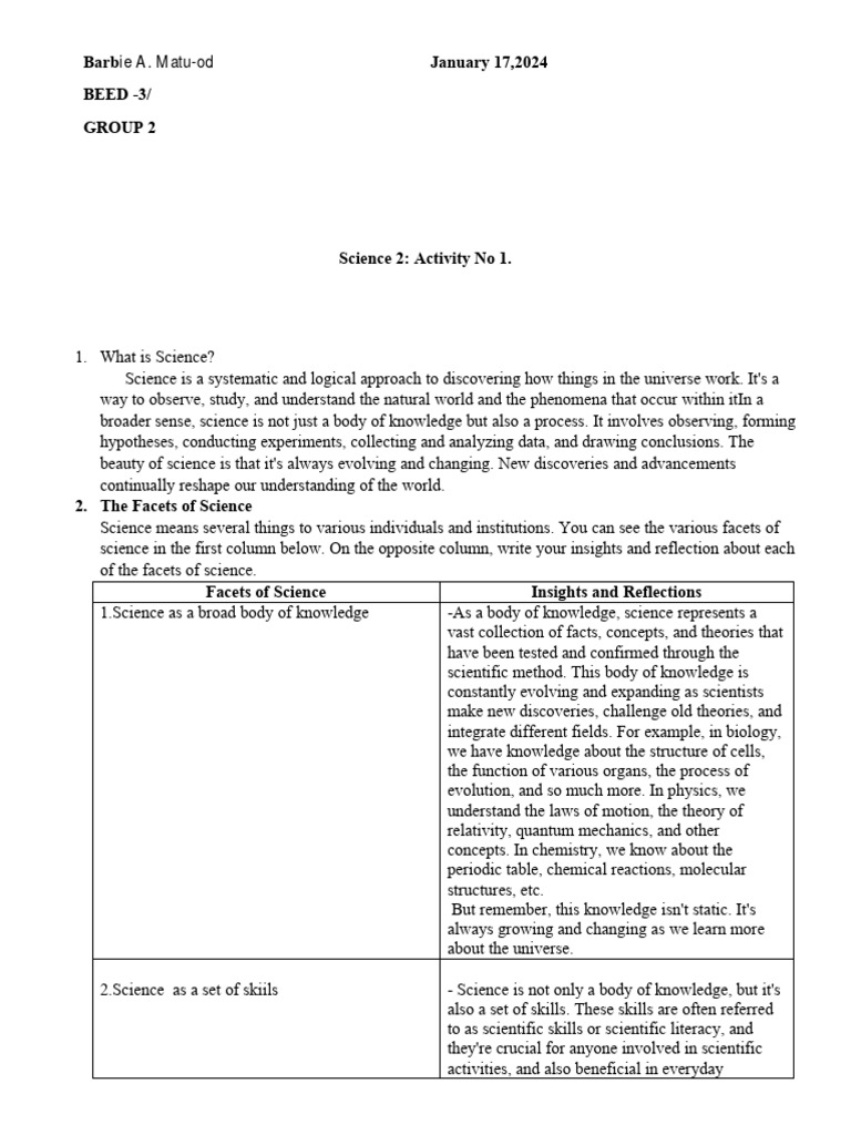 Science 2 Activity | PDF | Science | Science Education