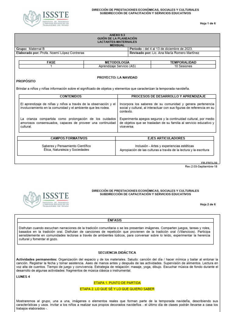 04-13 Dic-1 Planeacion | PDF | Navidad | Aprendizaje