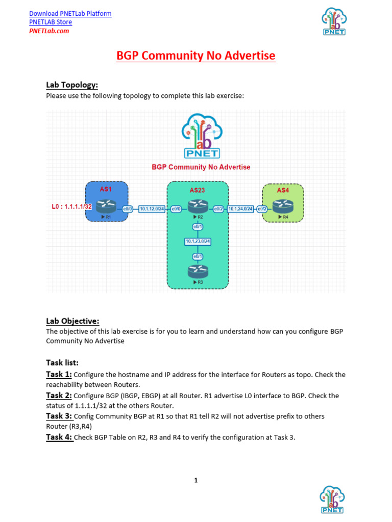 BGP Community No Advertise Configuration | PDF | Router (Computing) | Information Age