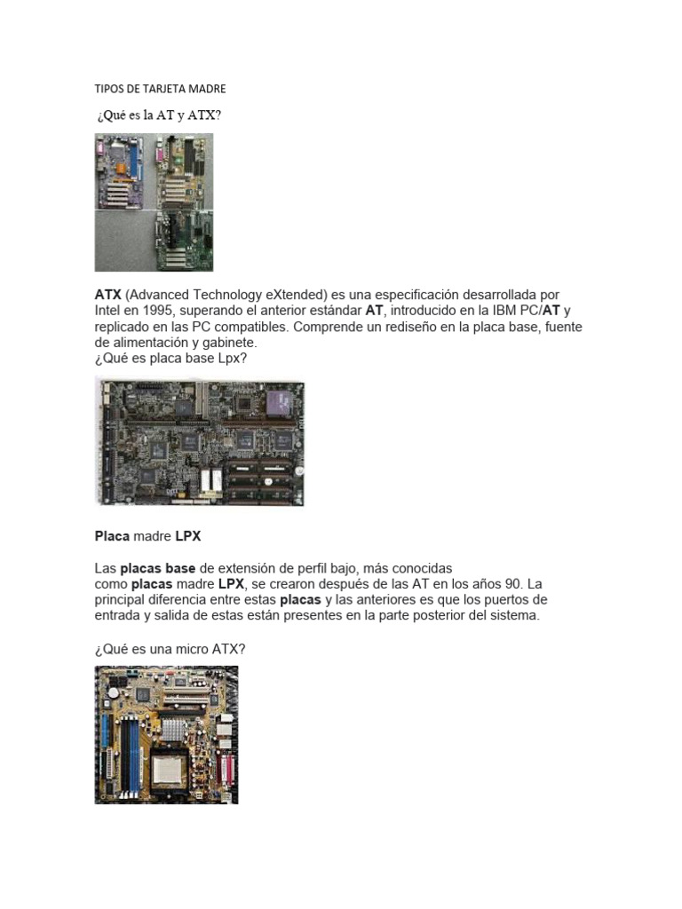 Tipos de Placas Base y Memoria RAM | PDF | Informática