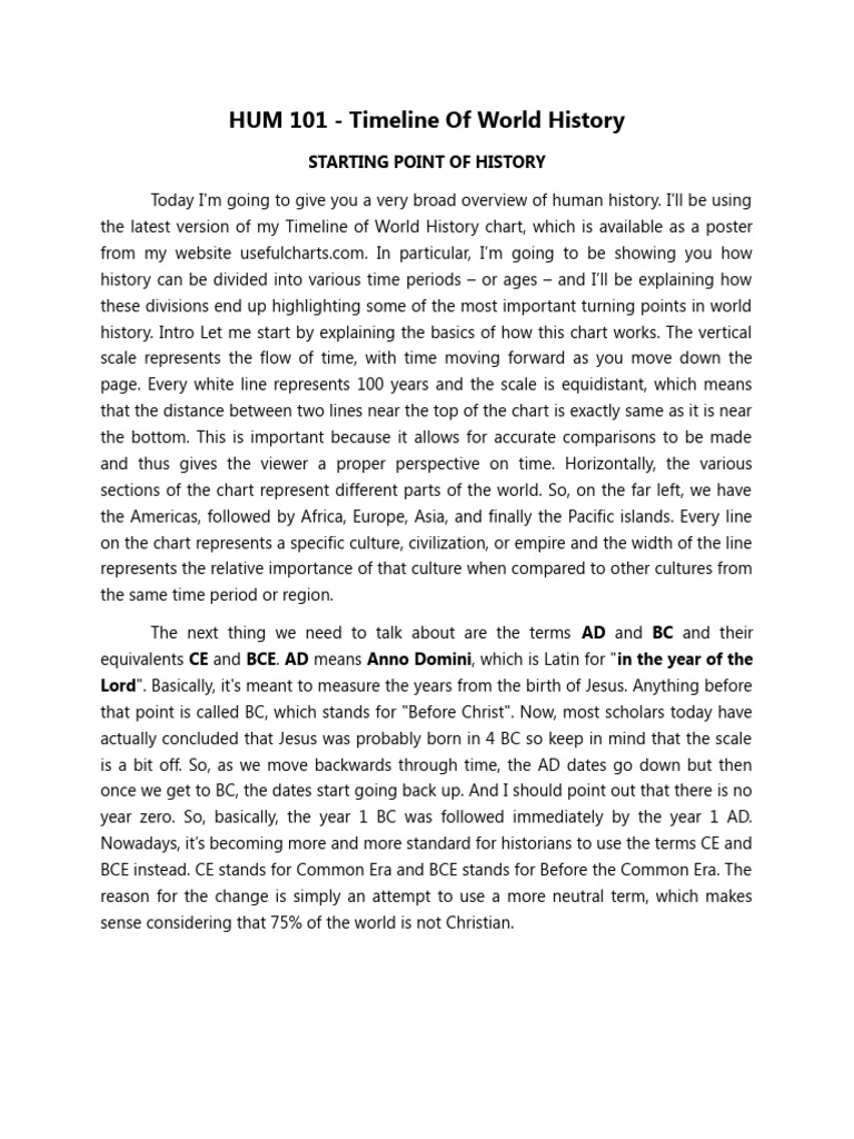 HUM 101 - Timeline of World History | Download Free PDF | Anno Domini | Bronze Age