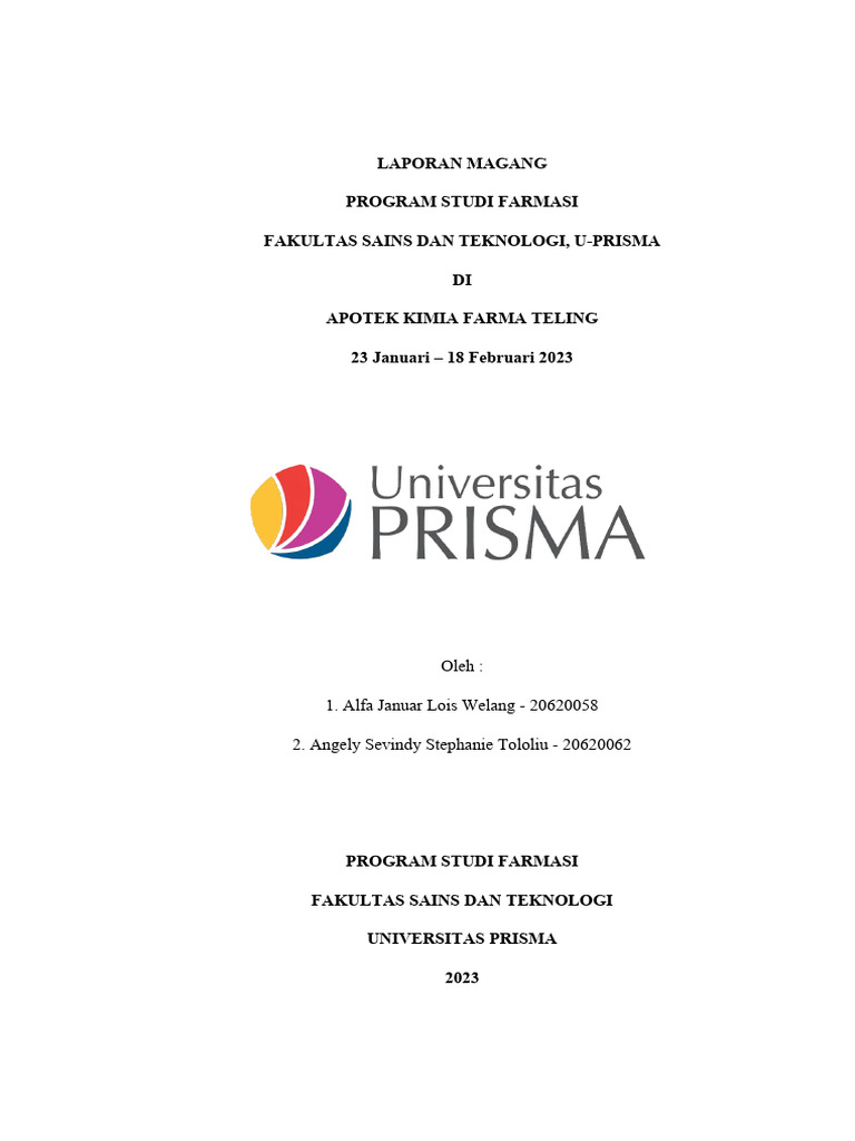 Laporan Magang Apotek KF Teling | PDF | Kesehatan Holistik | Sains & Matematika