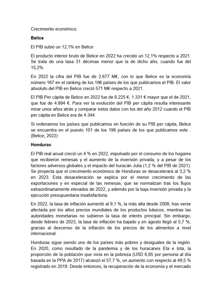 crecimiento economico. | PDF | Producto Interno Bruto | Honduras