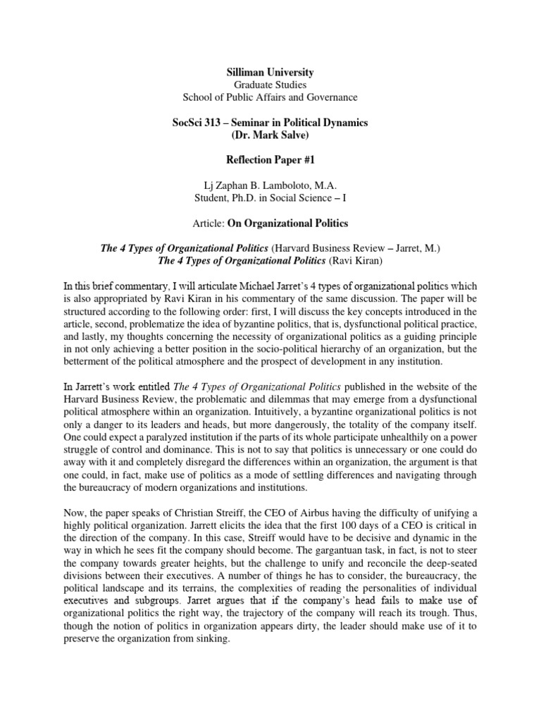 Lamboloto - Reflection Papers - Political Dynamics | PDF | Governance ...