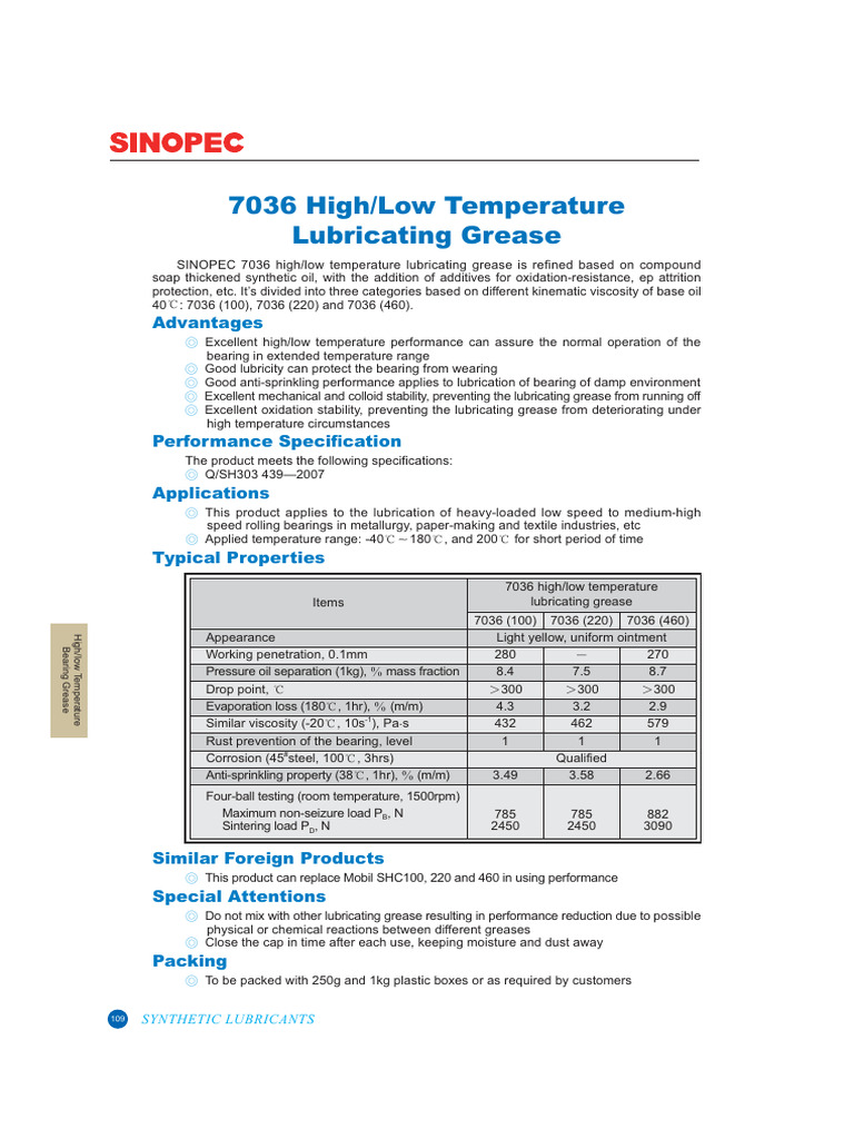 7036 High/Low Temp Grease Overview | PDF | Lubricant | Applied And ...