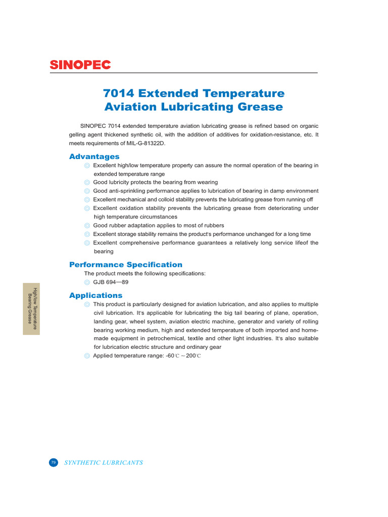 SP Eng 7014 Extended Temperature Aviation Grease | PDF | Lubricant | Bearing (Mechanical)
