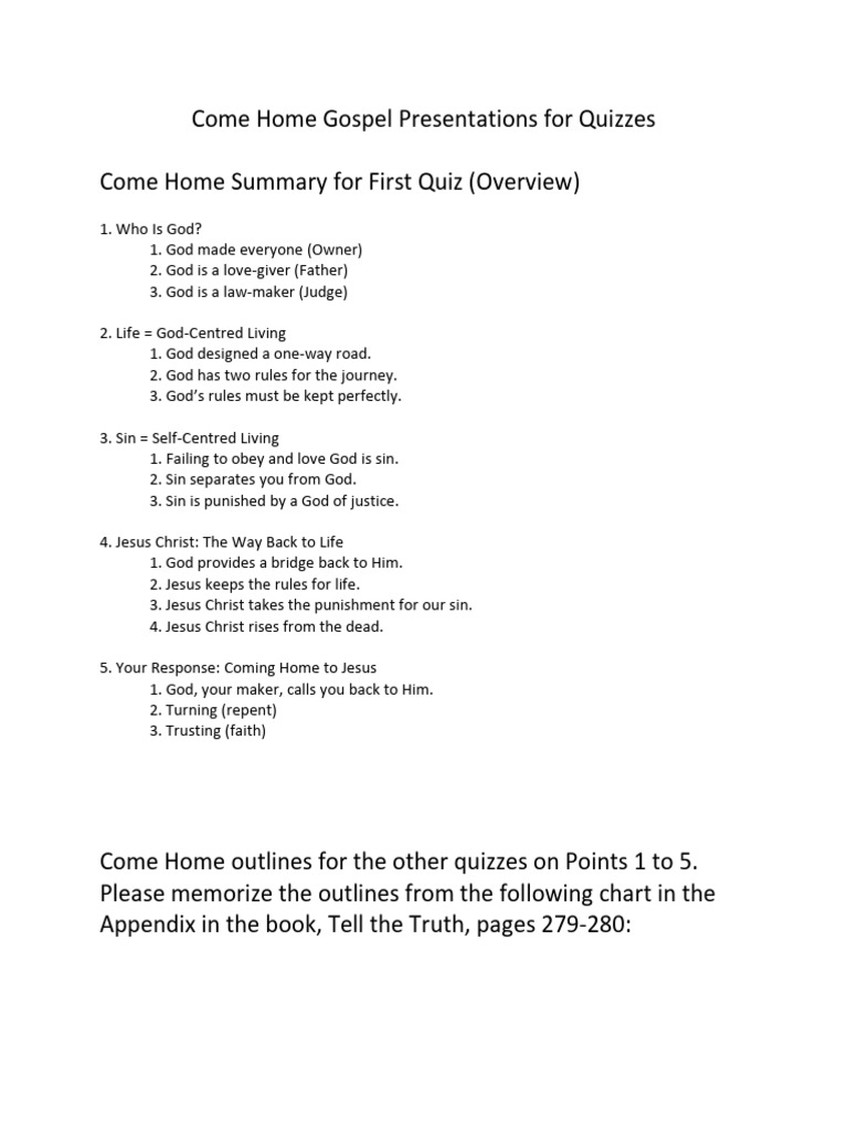 Come Home Gospel Presentation | PDF