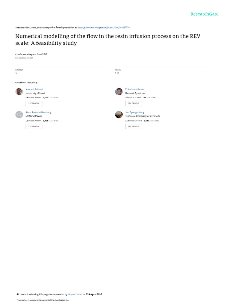 Numerical Modelling of The Ow in The Resin Infusion Process On The REV Scale: A Feasibility ...