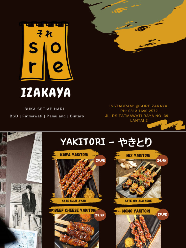 Menu Izakaya Sore di Fatmawati | PDF